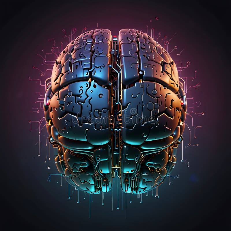 Cybernetic Brain Electronic Chip in Form of Human Brain.Virtual Space ...