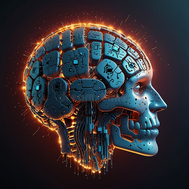 Cybernetic Brain Electronic Chip in Form of Human Brain.Virtual Space ...