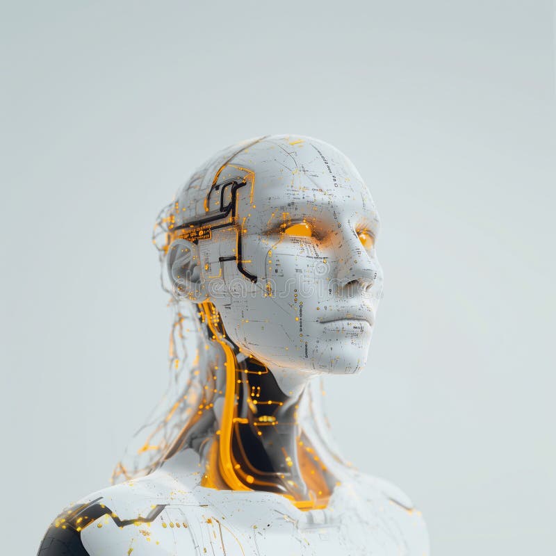 Artificial Intelligence in the Form of a Head, Consisting of Yellow and ...