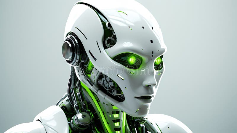 Artificial Intelligence, Futuristic Digital Technology Humanoid Robot Face Stock Illustration ...
