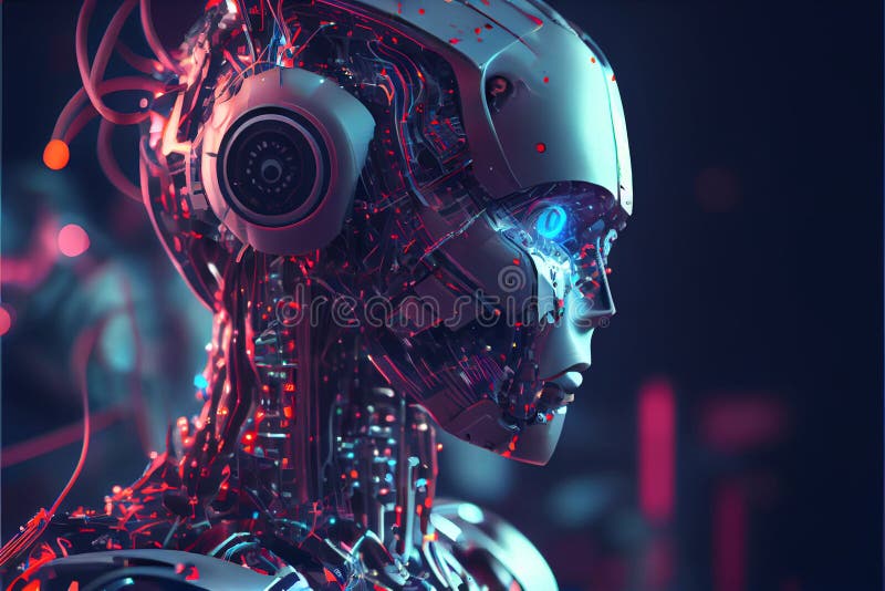 Artificial Intelligence Humanoid Cyber Robot Futuristic Digital ...