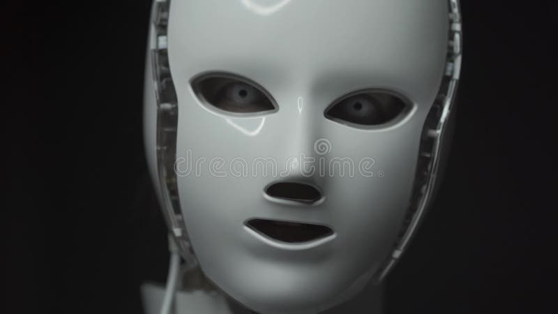 Artificial Intelligence. Futuristic Humanoid Robot is Activated, Moves ...