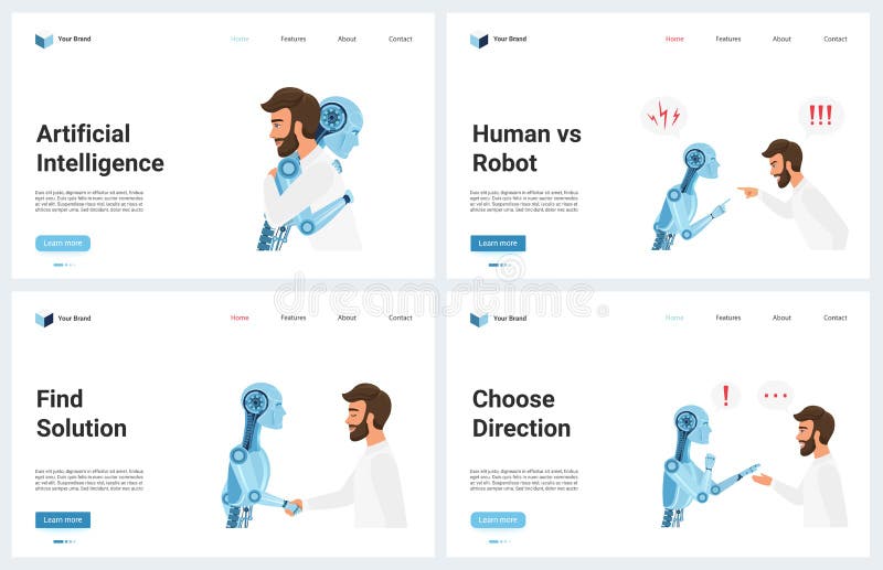 Artificial Intelligence Futuristic Technology Ai Landing Page Set, Data ... Artificial Intelligence Futuristic Technology Ai Landing Page Set, Data ...