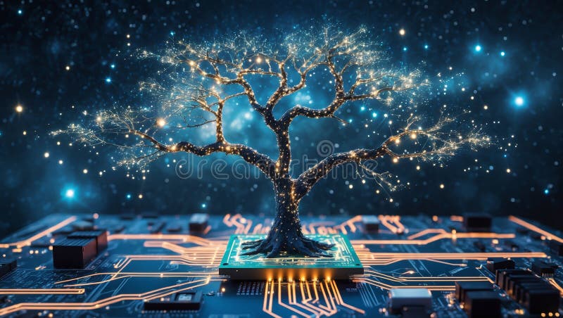 Artificial Intelligence Futuristic Tree Symbolizing Technology Growth ...