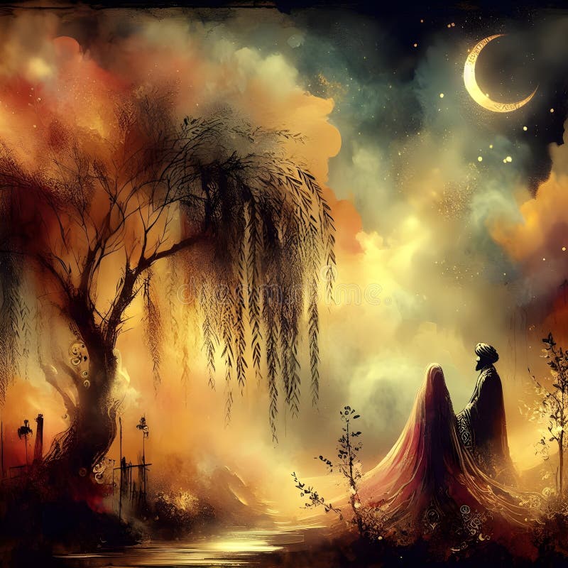 Couple Standing Willow Tree Stock Illustrations – 11 Couple Standing ...