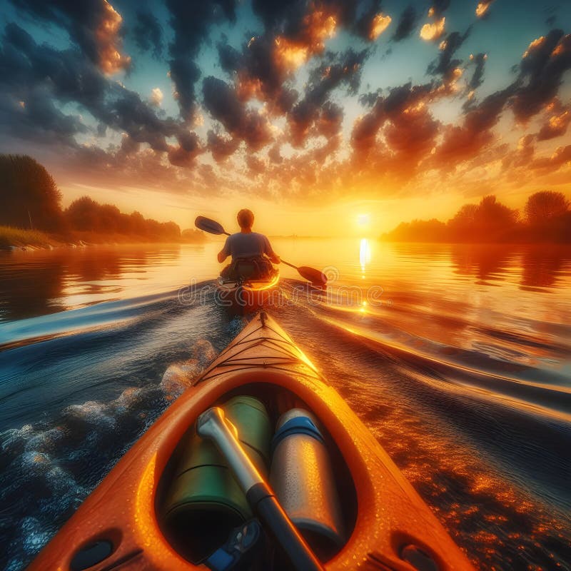 Back View Action Images of a Small Boat on a River Sailing into the ...