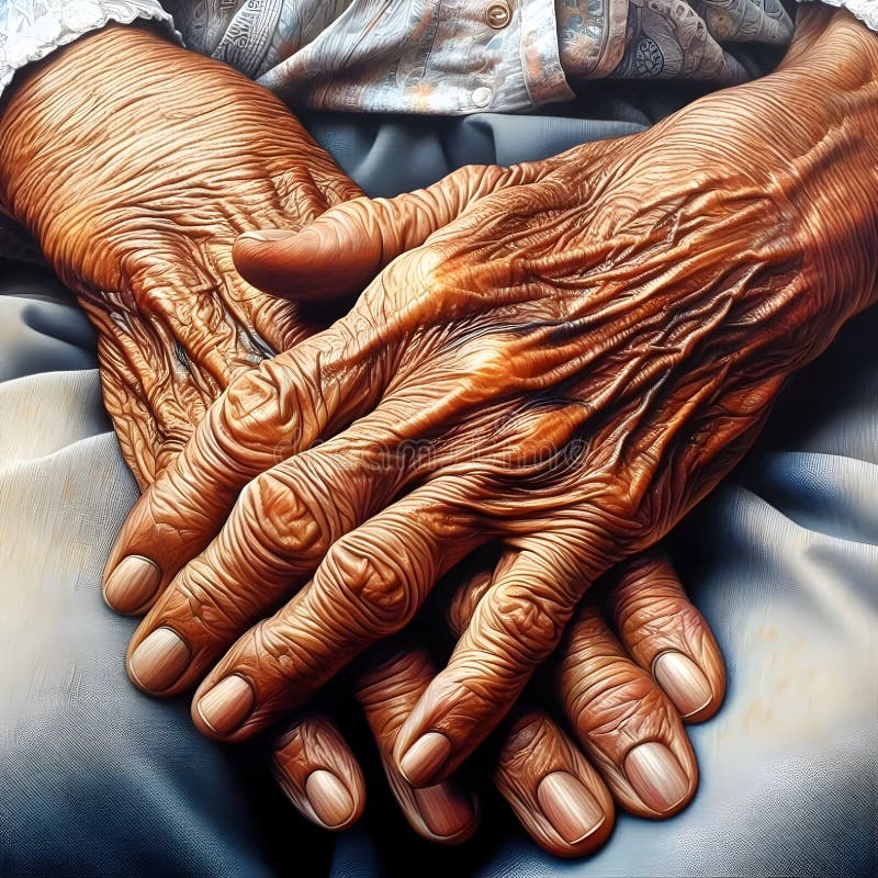 Close Up Painterly Image of the Weathered Skin of a Human Wrinkle Hand ...