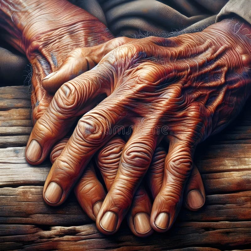 Close Up Painterly Image of the Weathered Skin of a Human Wrinkle Hand ...