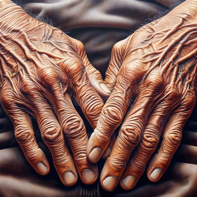 Close Up Painterly Image of the Weathered Skin of a Human Wrinkle Hand ...
