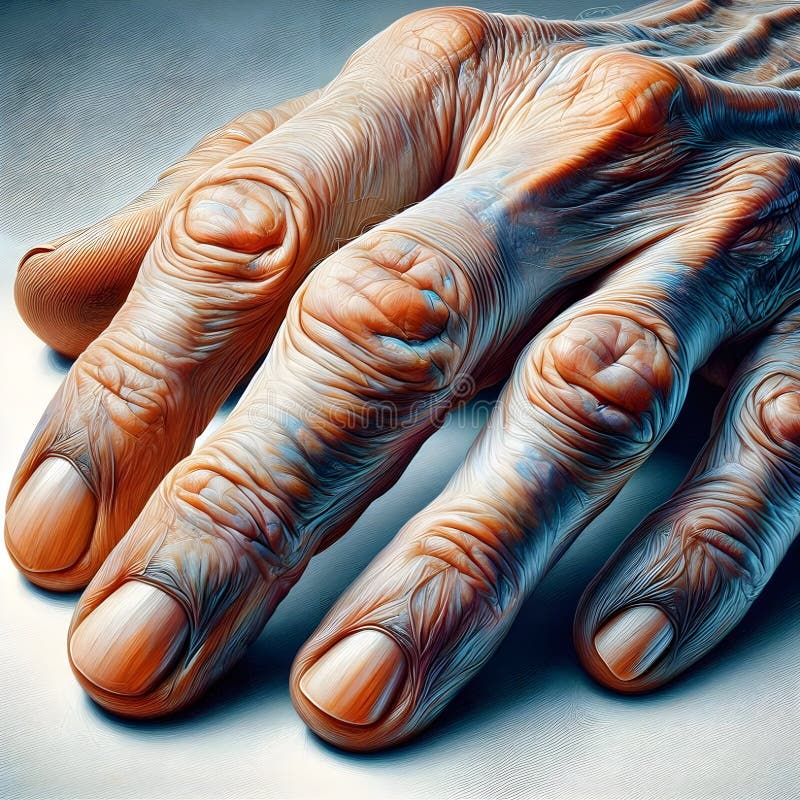 Close Up Painterly Image of the Weathered Skin of a Human Wrinkle Hand ...