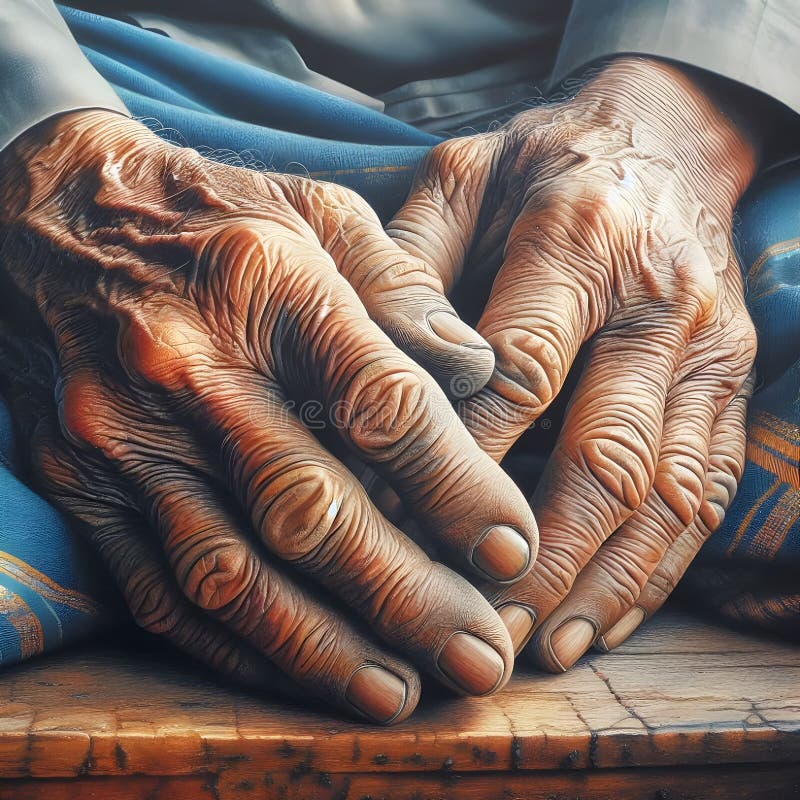 Close Up Painterly Image of the Weathered Skin of a Human Wrinkle Hand ...