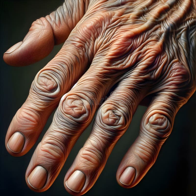 Close Up Painterly Image of the Weathered Skin of a Human Wrinkle Hand ...