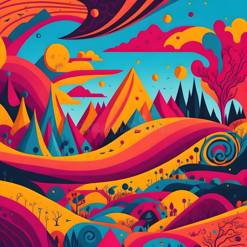 Colorful Image of the Abstract Doodle Art in Multitude Array of Shapes ...