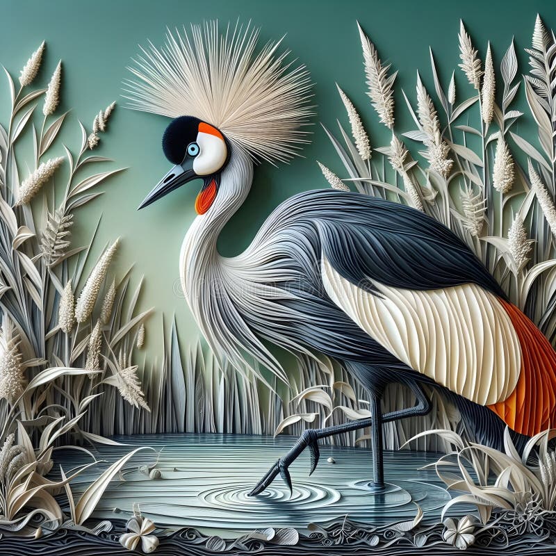 Bas-relief Paper Layering and Quilliing Technique on Majestic Crested ...