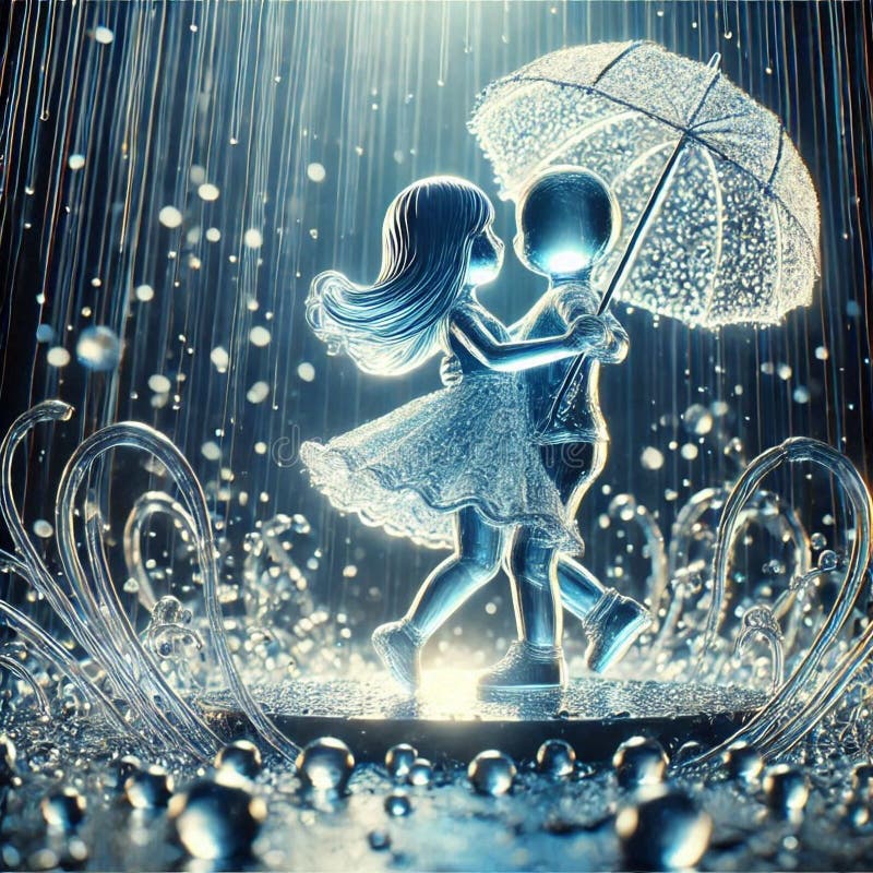 3D Motion Image of Little Kid Dancing in the Rain with Environment ...