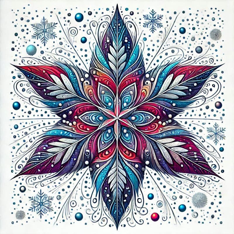 Digital Artwork Image of a Star-shaped Design with Complex White Lines ...