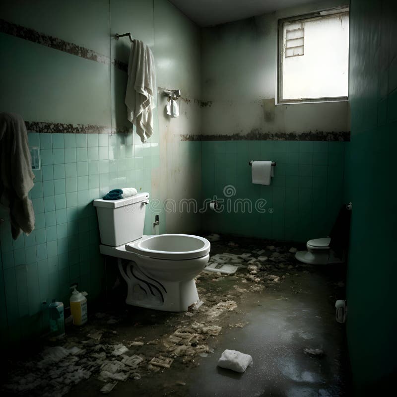 Image of the Unorganized or Abandoned Bathroom with Bath Tub, Toilet ...