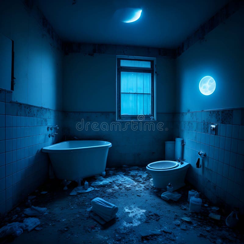 Image of the Unorganized or Abandoned Bathroom with Bath Tub, Toilet ...
