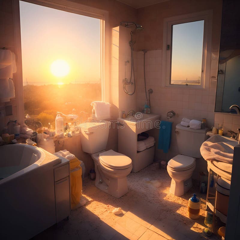 Image of the Unorganized or Abandoned Bathroom with Bath Tub, Toilet ...