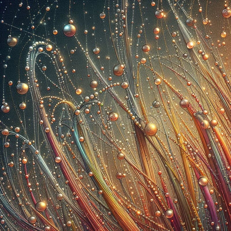 Digital Painting of Dewdrops Colored Pencils Stringy Glitter Style ...