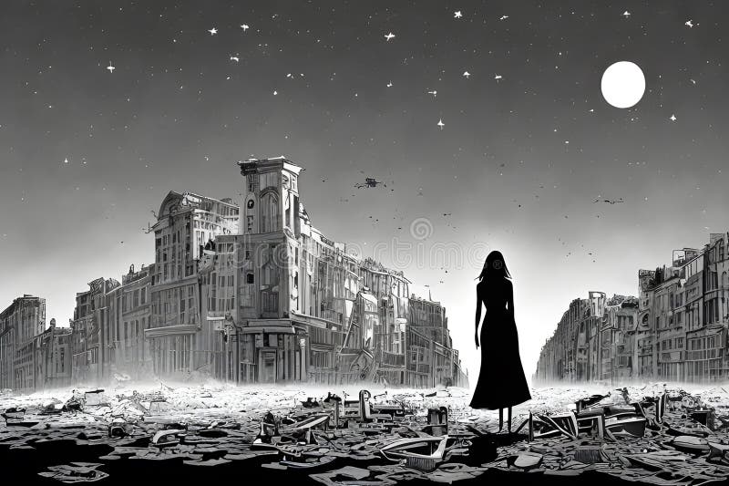 The Last People on Earth, Standing Alone in the Vast Dark Cloudy Sky ...