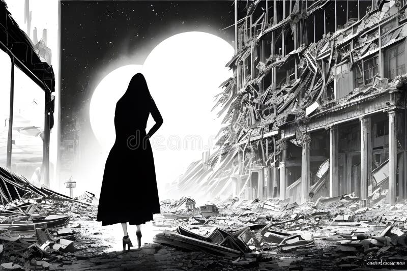 The Last People on Earth, Standing Alone in the Vast Dark Cloudy Sky ...