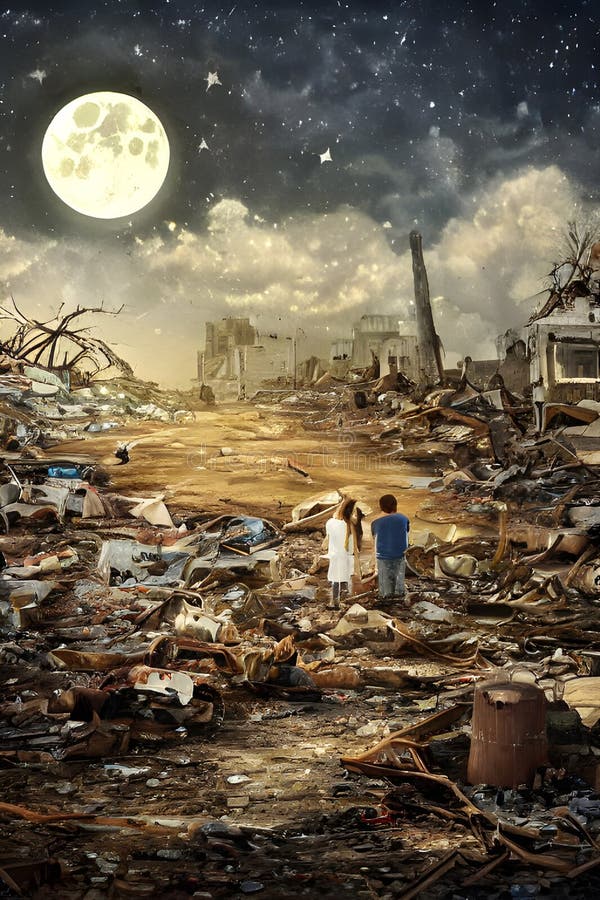 The Last People on Earth, Standing Alone in the Vast Dark Cloudy Sky ...