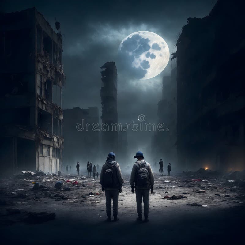 The Last People on Earth, Standing Alone in the Vast Dark Cloudy Sky ...