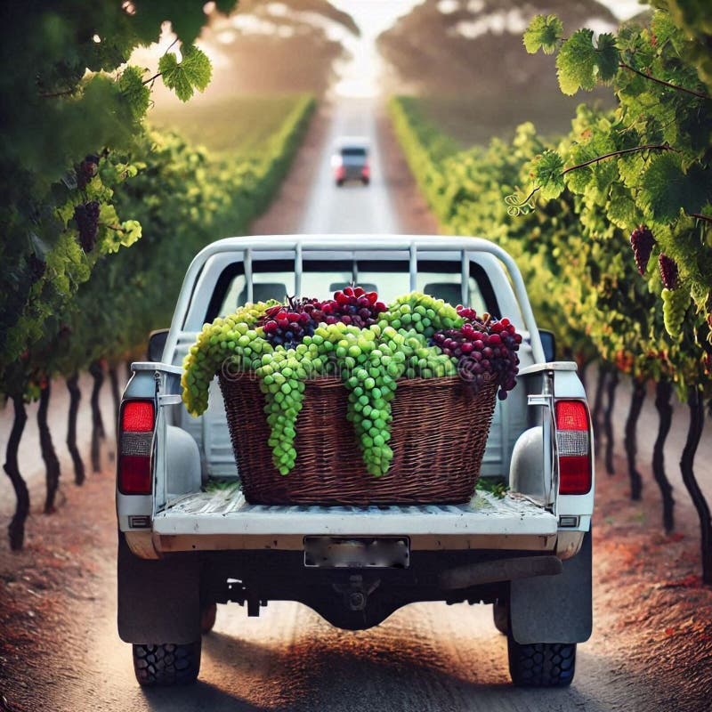 Distance View Image of an Open White Ute Driving Far with 2 Baskets ...