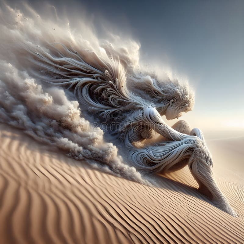 Fantasy Image of a Sand Dune Figure of an Fallen Angle in Midst of the ...