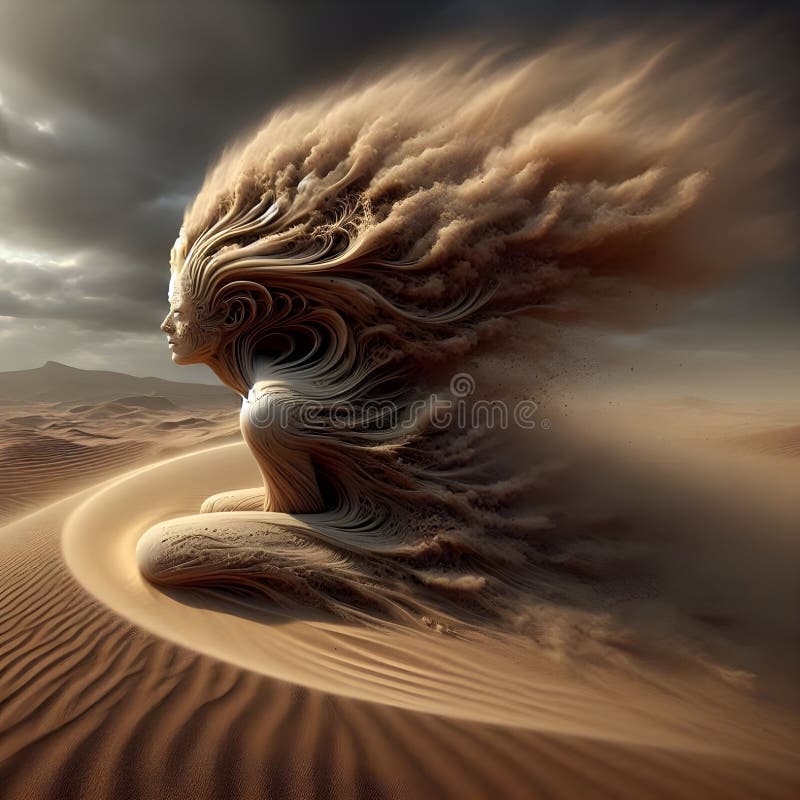 Fantasy Image of a Sand Dune Figure of an Fallen Angle in Midst of the ...