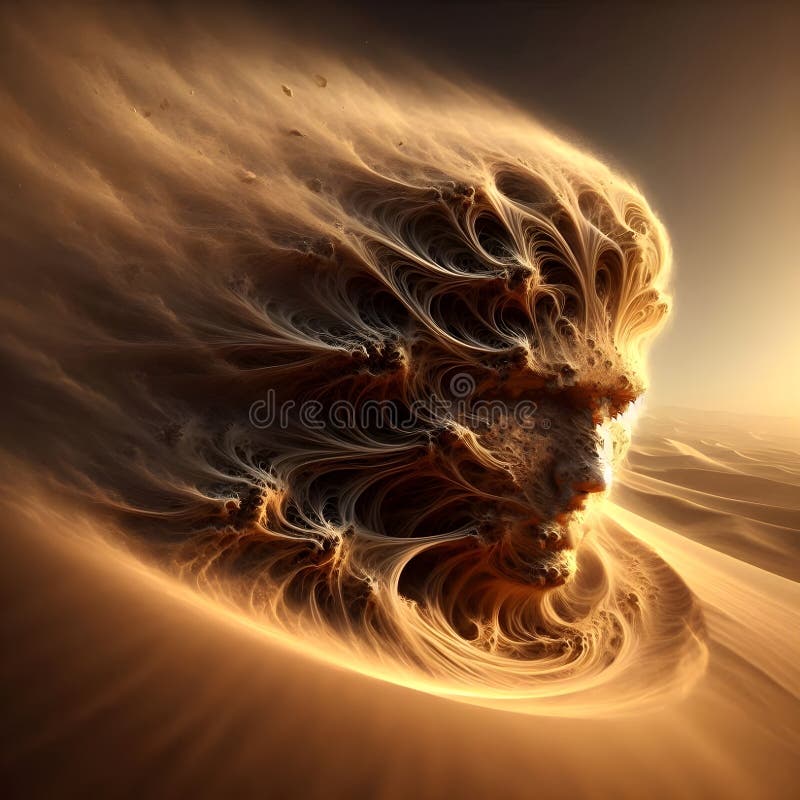 Fantasy Image of a Sand Dune Figure of an Fallen Angle in Midst of the ...