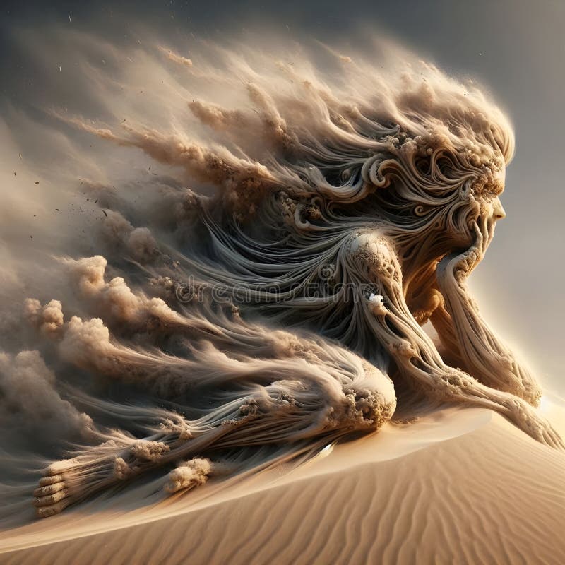 Fantasy Image of a Sand Dune Figure of an Fallen Angle in Midst of the ...