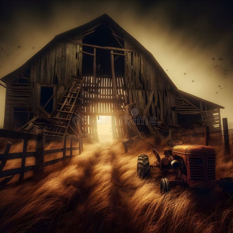 Image of an Abandoned Open Ominous Atmosphere Barn with an Old Rusted ...