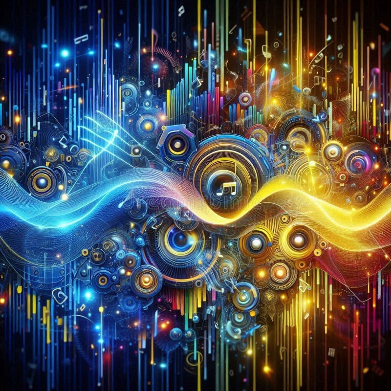 An Abstract Representation of a Sound Wave Showcases Colorful Spectrum ...