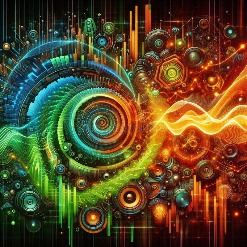 An Abstract Representation of a Sound Wave Showcases Colorful Spectrum ...