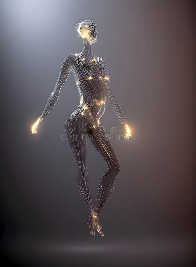 Image of an Abstract Shadowy Human Figure Dancing Form Made Up of Wires ...