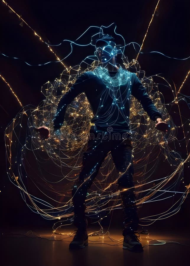 Image of an Abstract Shadowy Human Figure Dancing Form Made Up of Wires ...