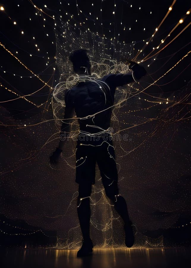 Image of an Abstract Shadowy Human Figure Dancing Form Made Up of Wires ...