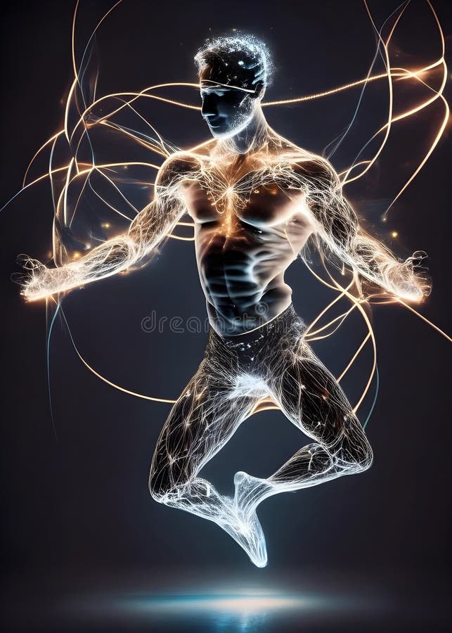 Image of an Abstract Shadowy Human Figure Dancing Form Made Up of Wires ...