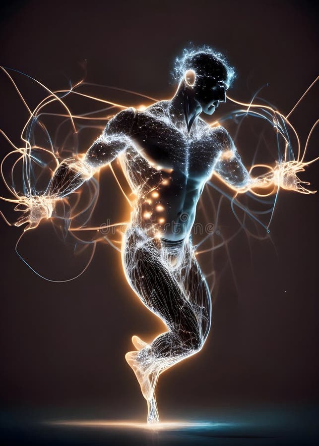 Image of an Abstract Shadowy Human Figure Dancing Form Made Up of Wires ...