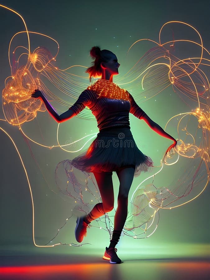 Image of an Abstract Shadowy Human Figure Dancing Form Made Up of Wires ...