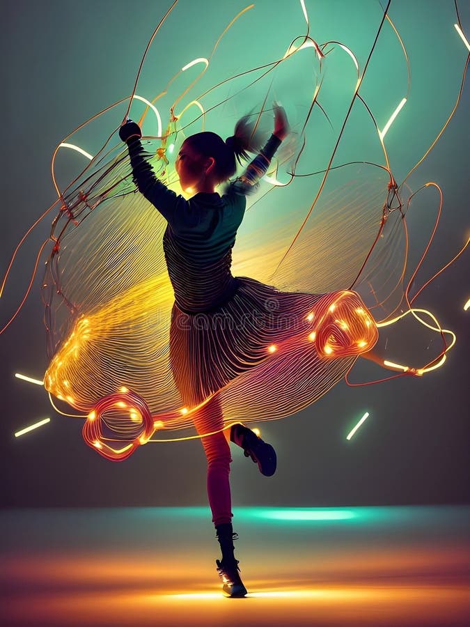 Image of an Abstract Shadowy Human Figure Dancing Form Made Up of Wires ...