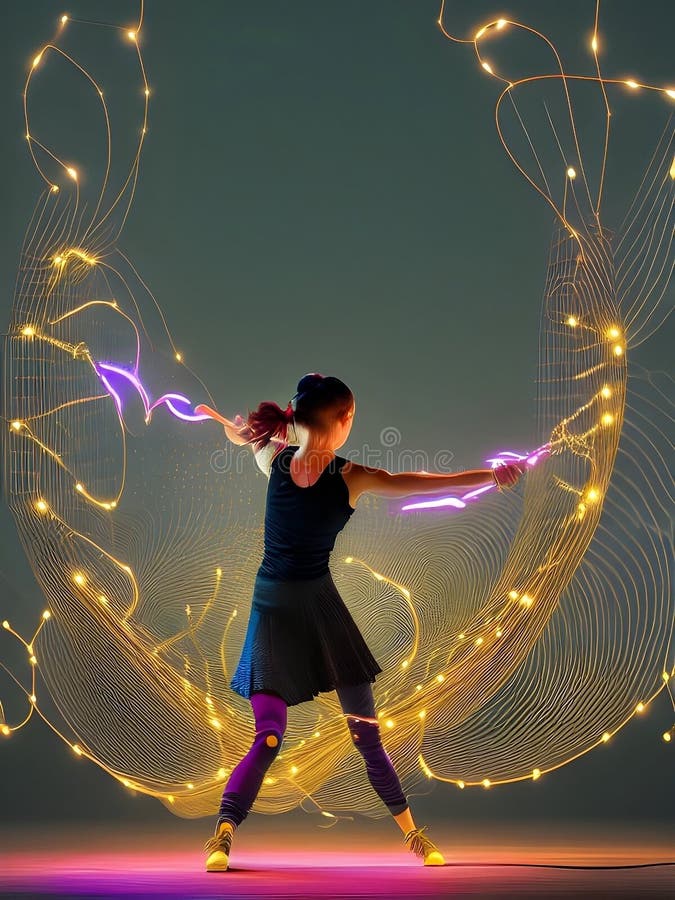 Image of an Abstract Shadowy Human Figure Dancing Form Made Up of Wires ...