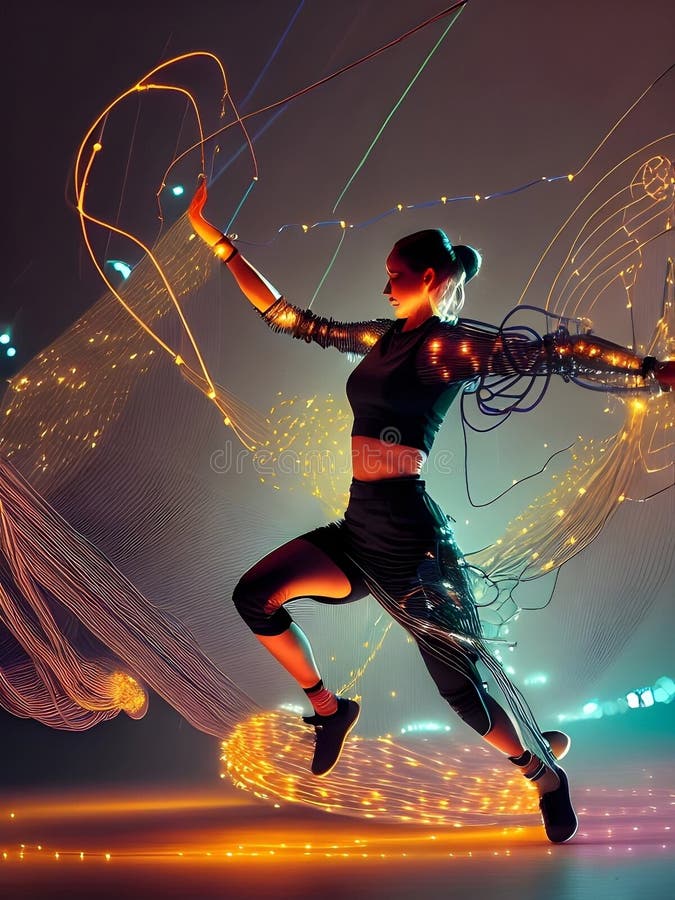 Image of an Abstract Shadowy Human Figure Dancing Form Made Up of Wires ...