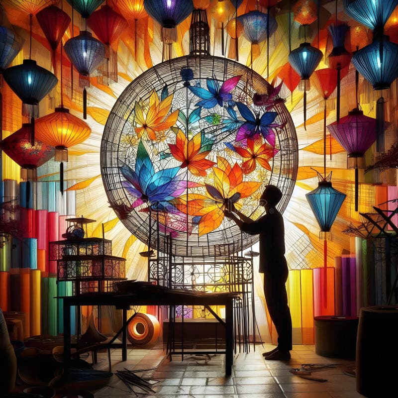 An Artist Working To Create a Huge Beautiful Lantern for Mid Autumn ...