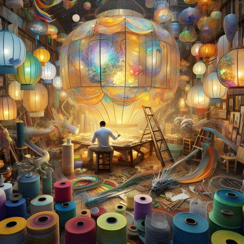 An Artist Working To Create a Huge Beautiful Lantern for Mid Autumn ...
