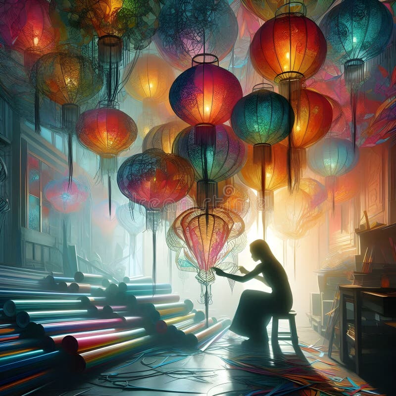 An Artist Working To Create a Huge Beautiful Lantern for Mid Autumn ...