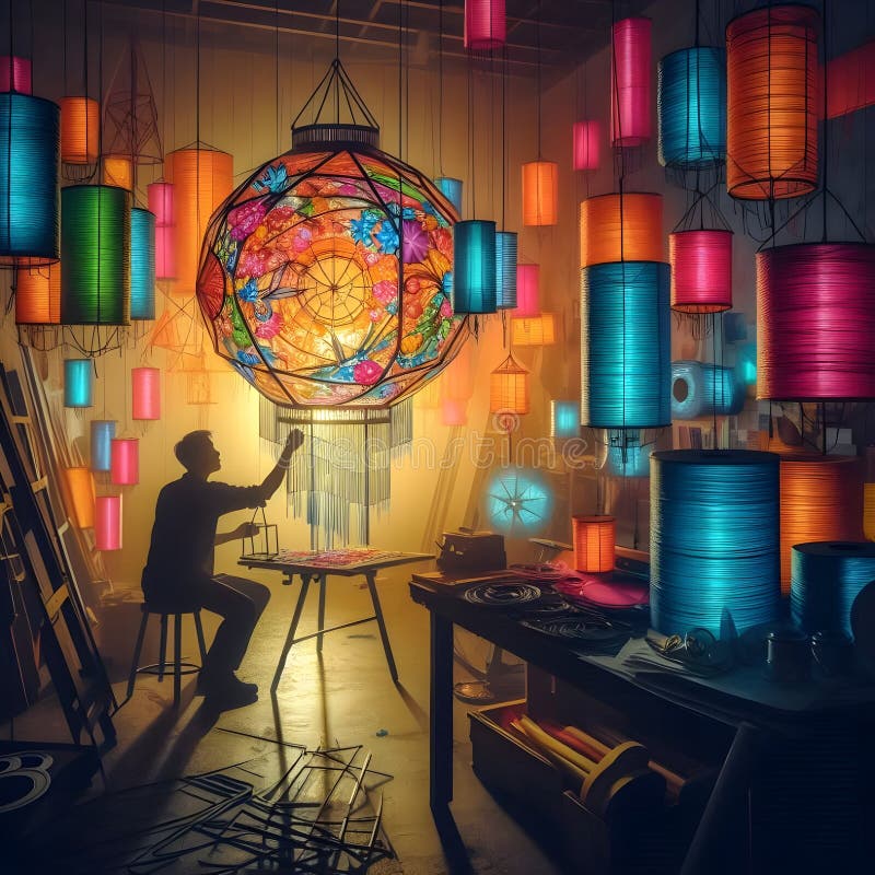An Artist Working To Create a Huge Beautiful Lantern for Mid Autumn ...