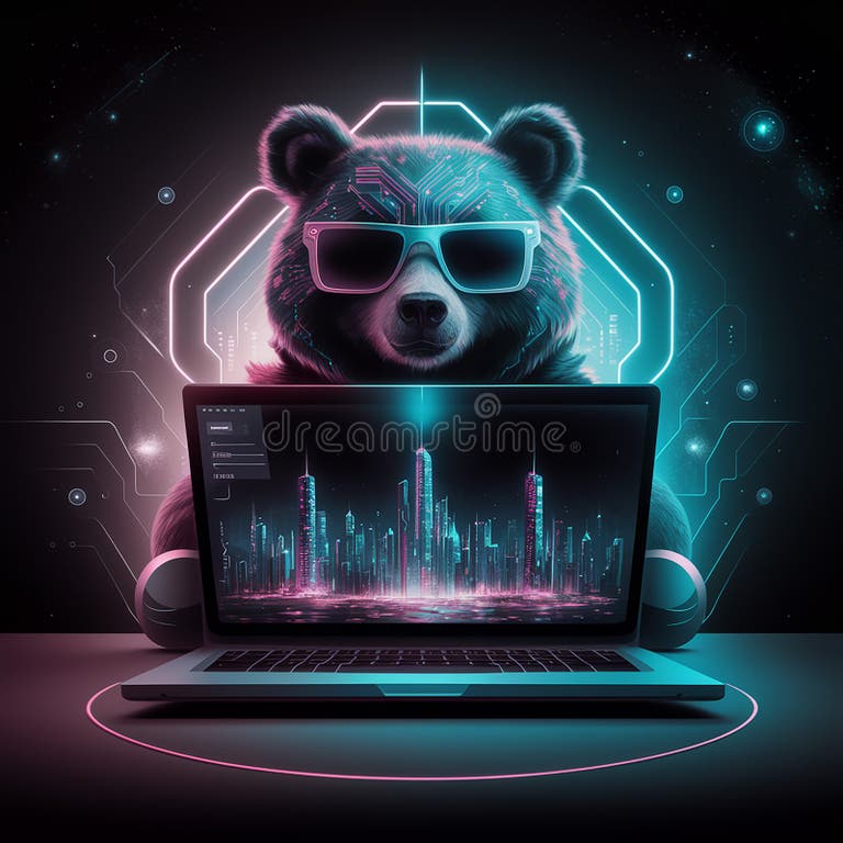 The Cyberbear (AI Generated) Stock Illustration - Illustration of today ...